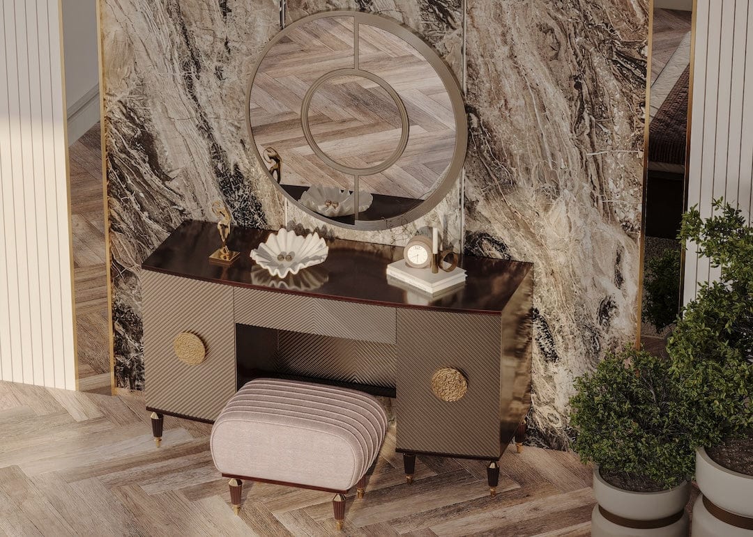 Venedik Dresser, Pouffe and Mirror — Atmacha Home And Living