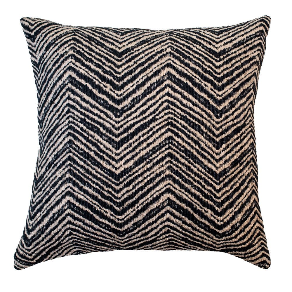WOVEN BLACK AND WHITE CHEVRON CUSHION Black / 50x50 cm | Malini Cushion ...